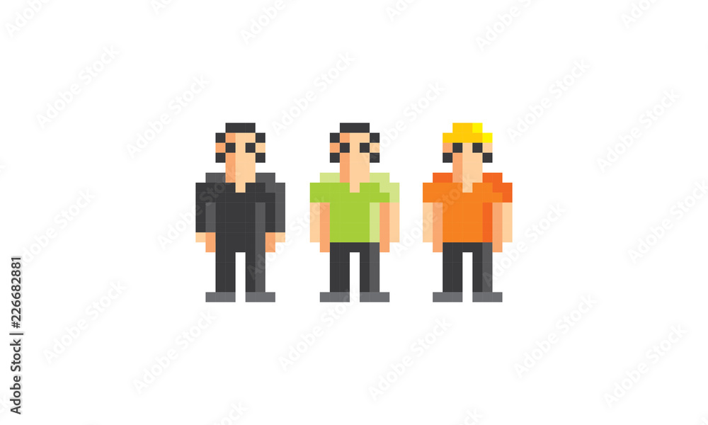Pixel Art Men Businessman Logo Icon Vector Stock Vector | Adobe Stock