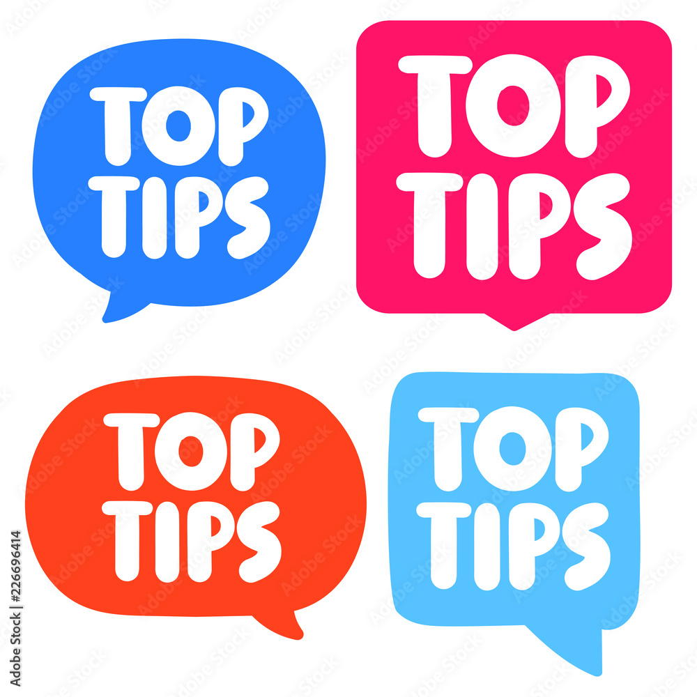 Top tips concept. Set of hand drawn badges, icons. Flat vector ...