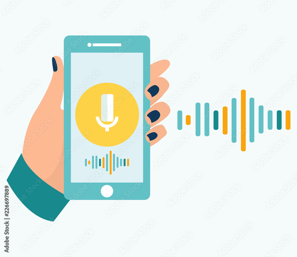 Voice recognition. Vector illustration in flat cartoon style. Human ...