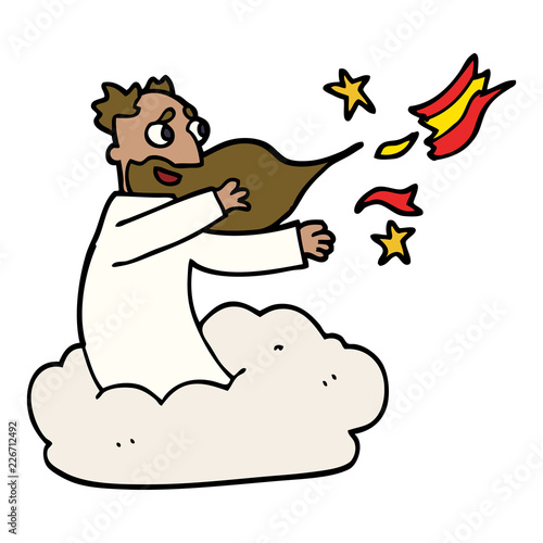 cartoon doodle god creating universe Stock Vector | Adobe Stock
