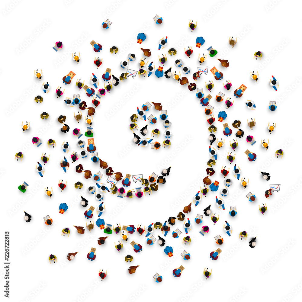 Large Group Of People In Number 9 Nine Form People Font Vector
