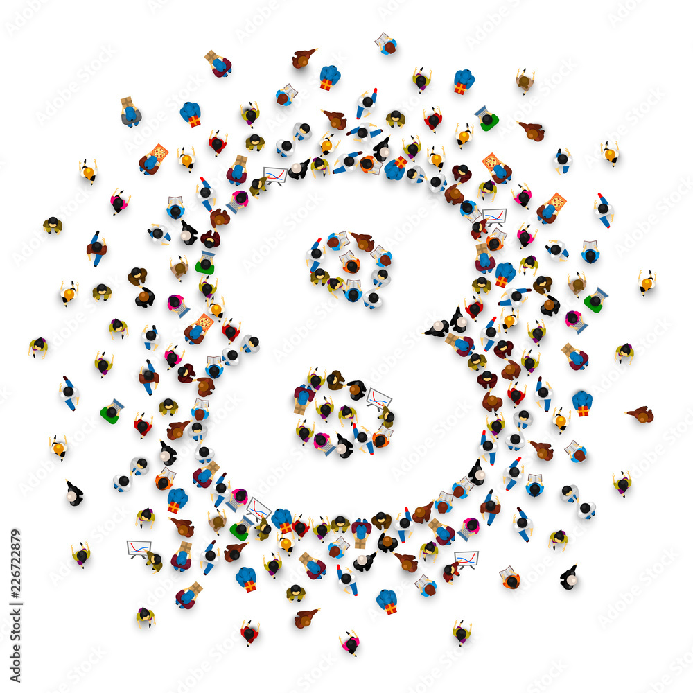 Large group of people in number 8 eight form. People font . Vector ...