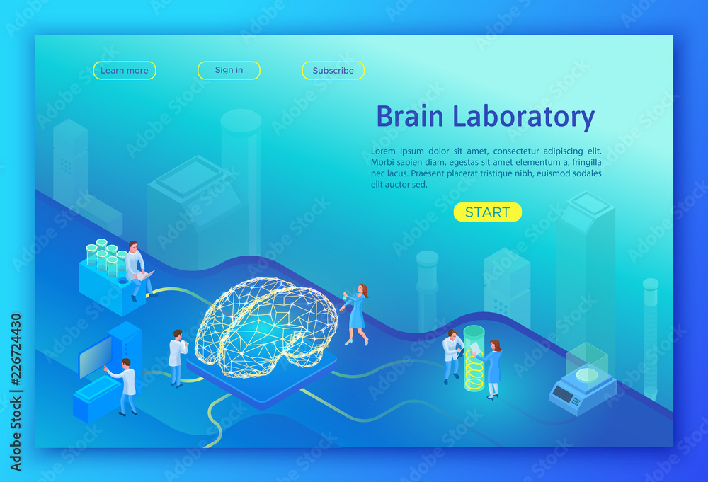 Artificial intelligence laboratory isometric concept, landing page ...