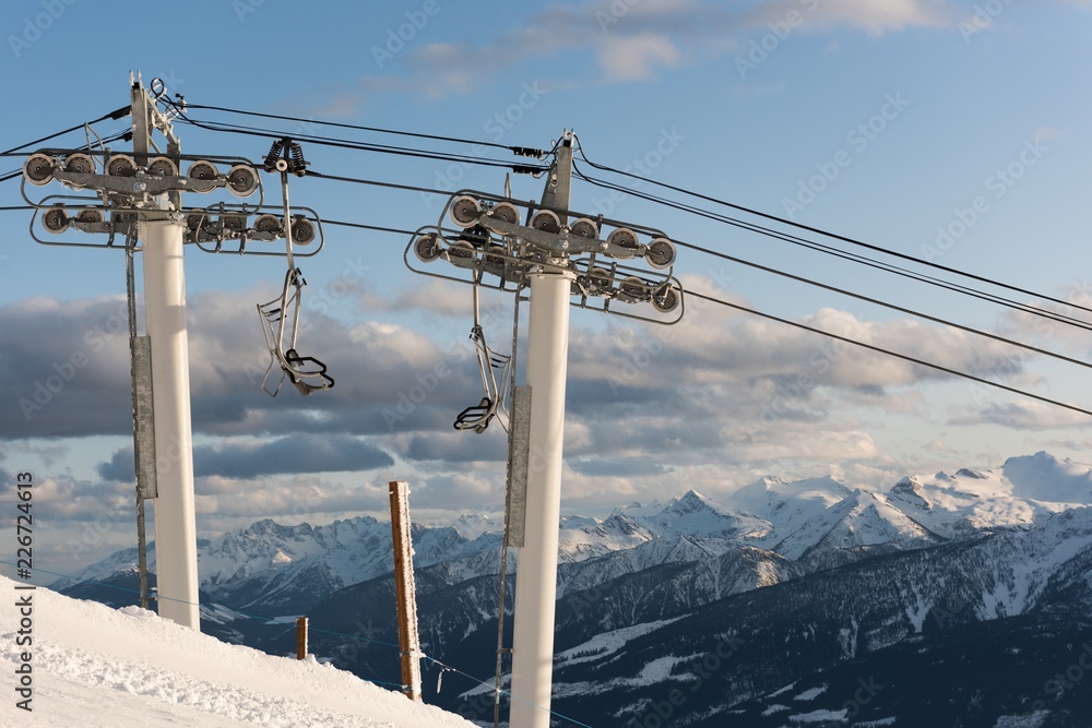 Overhead cable car on a alpine Stock Photo | Adobe Stock