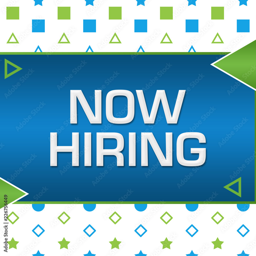 Now Hiring Green Blue Basic Shapes Triangles Stock Illustration | Adobe ...