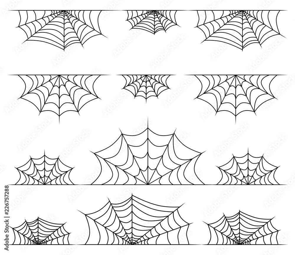 spiderweb frame, border, divider isolated on white background Stock ...