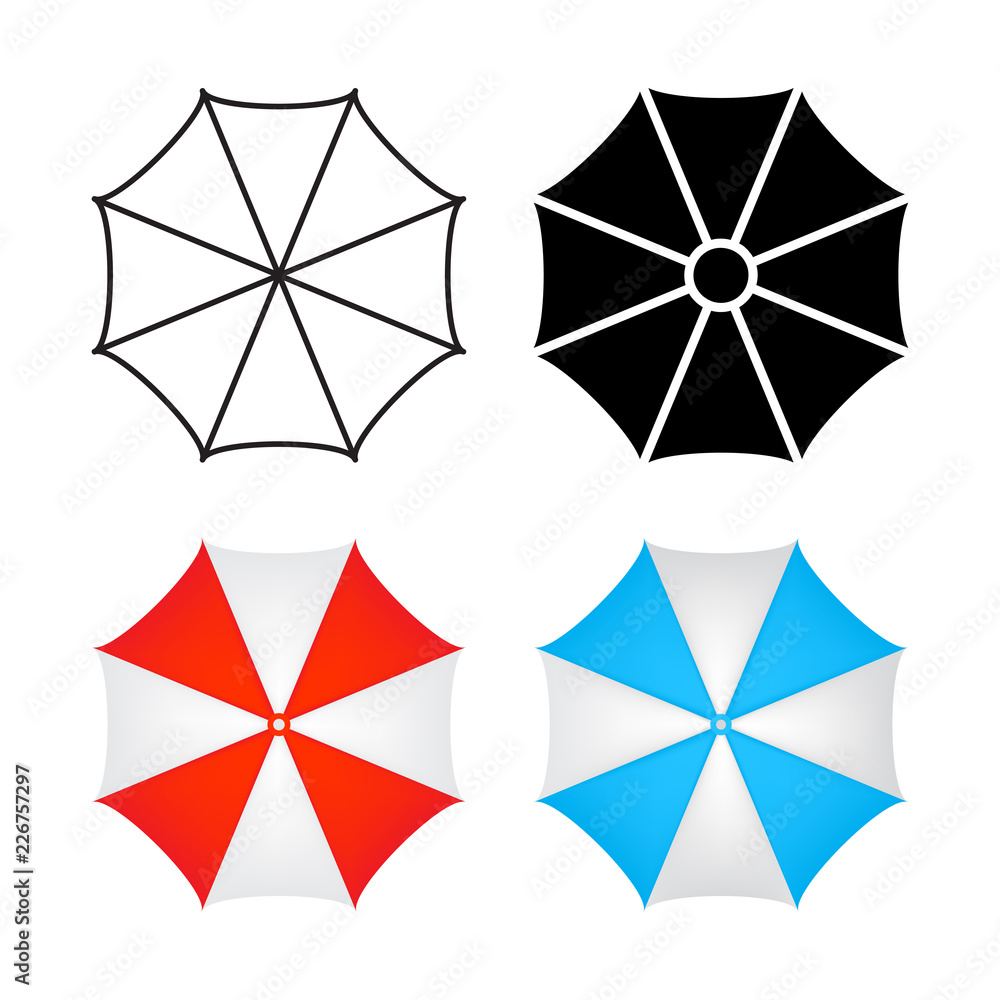 umbrella icon top view design isolated on white background Stock Vector ...