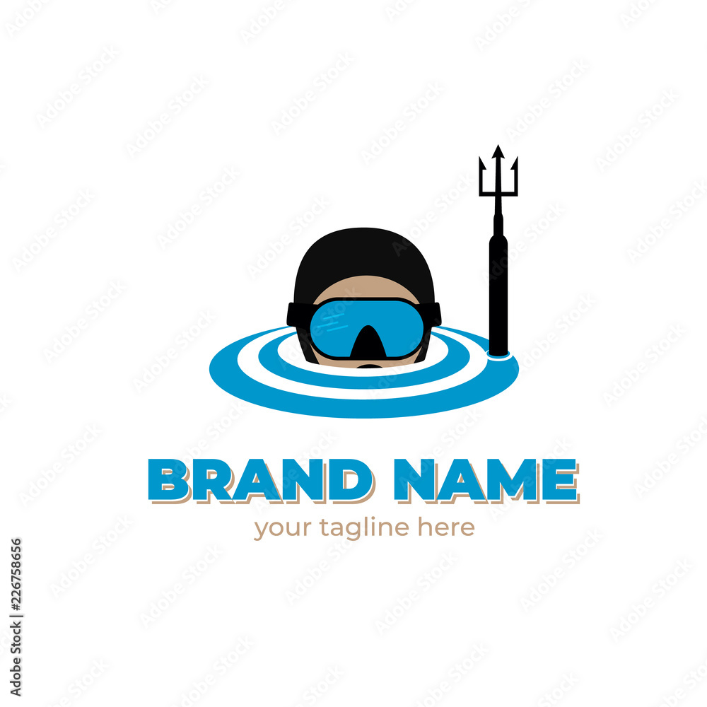Underwater swimming logo. vector label Stock Vector | Adobe Stock