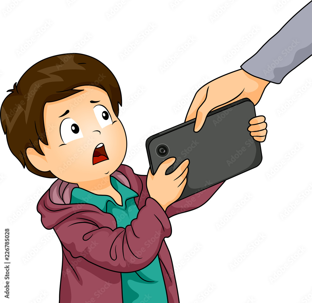 Kid Boy Screen Time Management Illustration Stock Vector | Adobe Stock