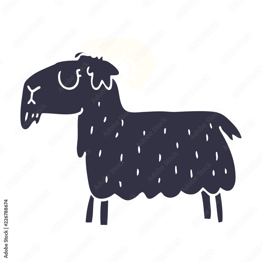 cartoon doodle black goat Stock Vector | Adobe Stock