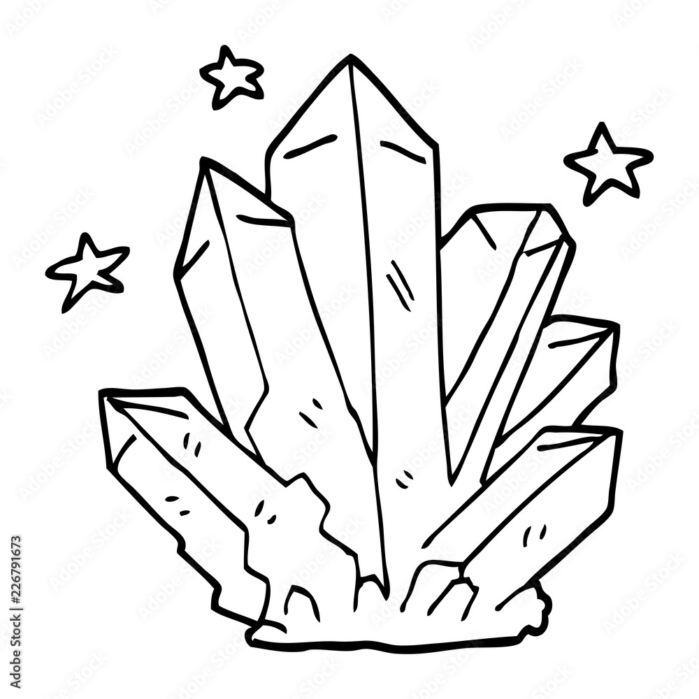 line drawing cartoon magic crystal Stock Vector | Adobe Stock