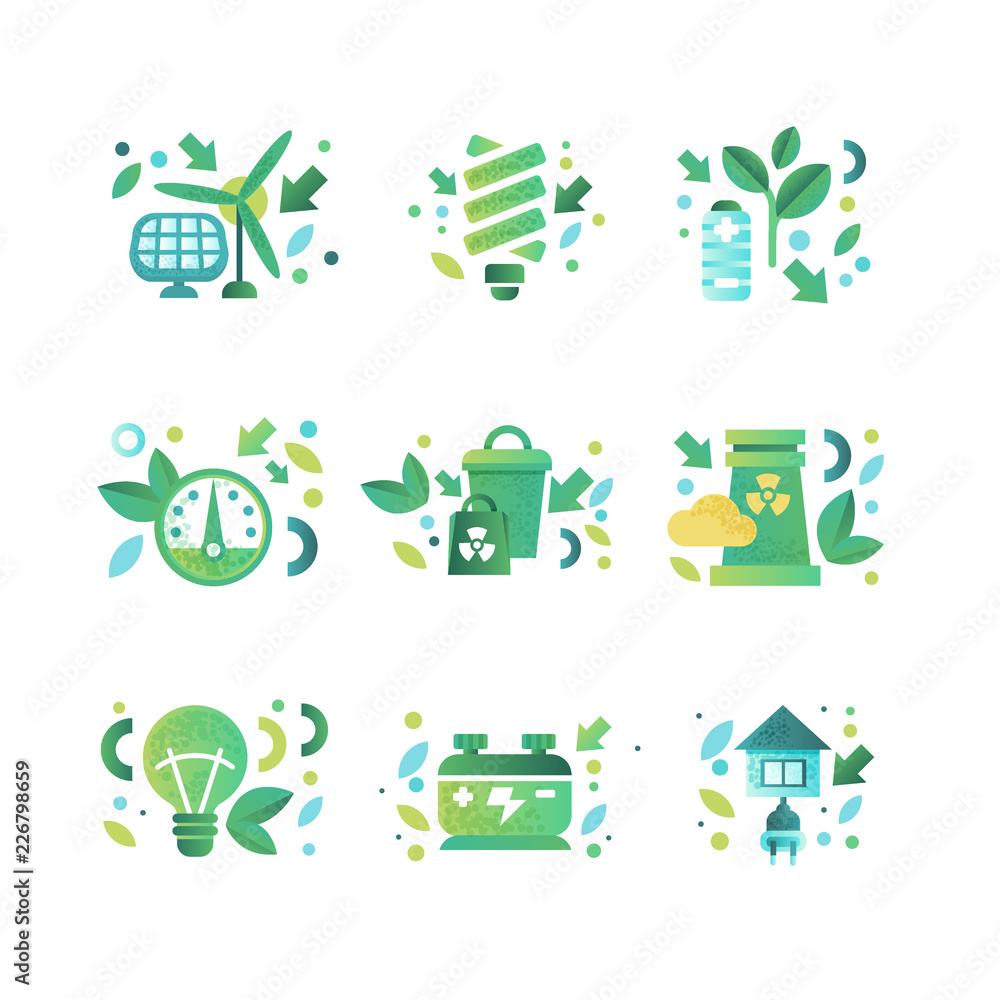 Eco symbols set, ecology cocept, environment protection, eco friendly ...