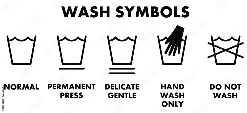 Laundry washing symbols, icons for different type of wash. Stock Vector ...