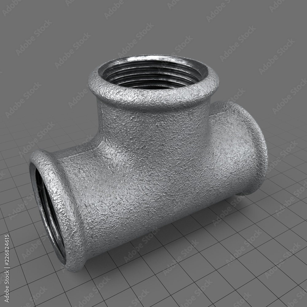Steel pipe with T joint Stock 3D asset | Adobe Stock