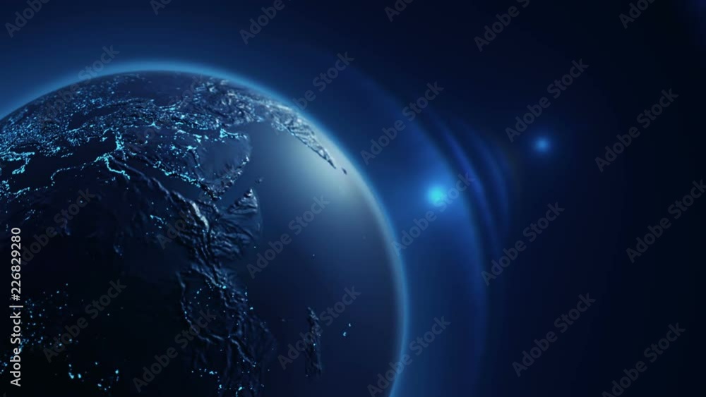 Vidéo Stock Animation of rotating Earth globe with view from cosmos ...