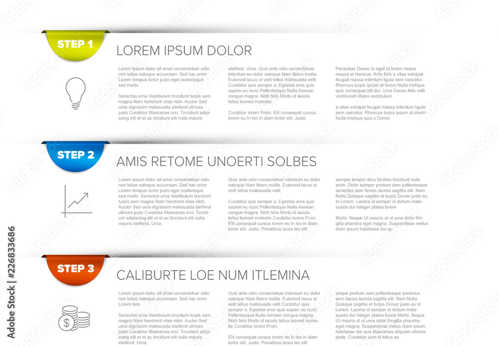 3 Steps Tab Infographic Layout สต็อกเทมเพลต | Adobe Stock