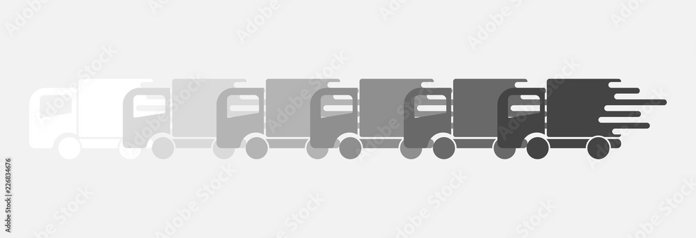 The car is going at high speed vector icon on gray background. Flat ...