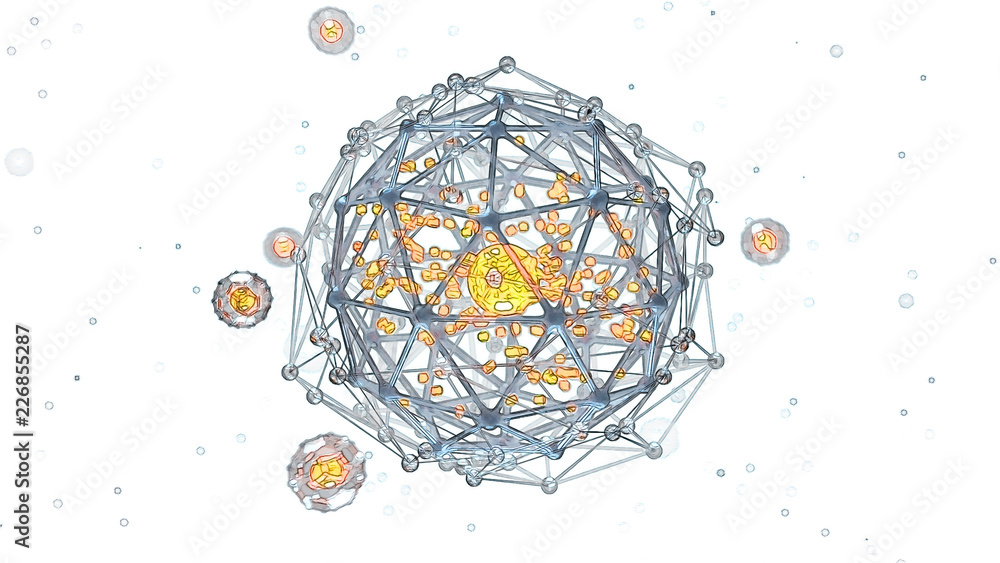 Cybernetic Cell aquarelle art style 3D Rendering Stock Illustration ...