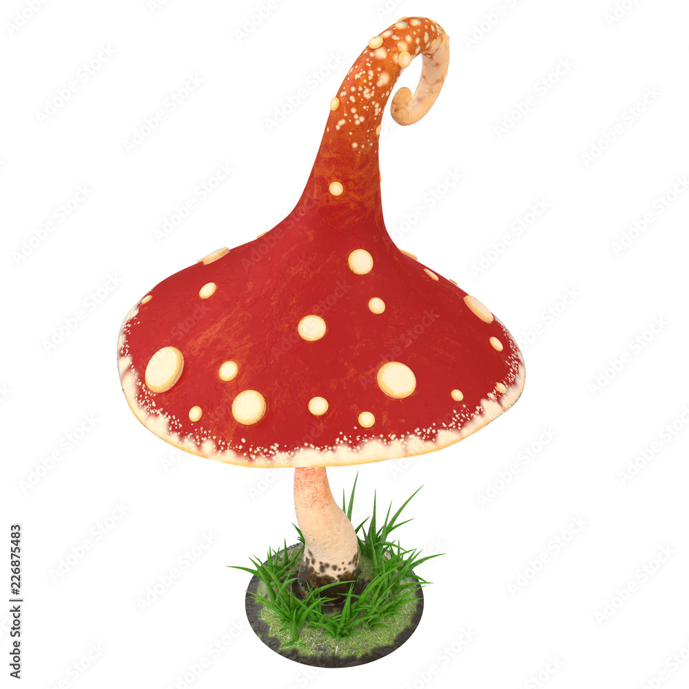 Red mushroom cartoon on white isolated background. 3d illustration ...