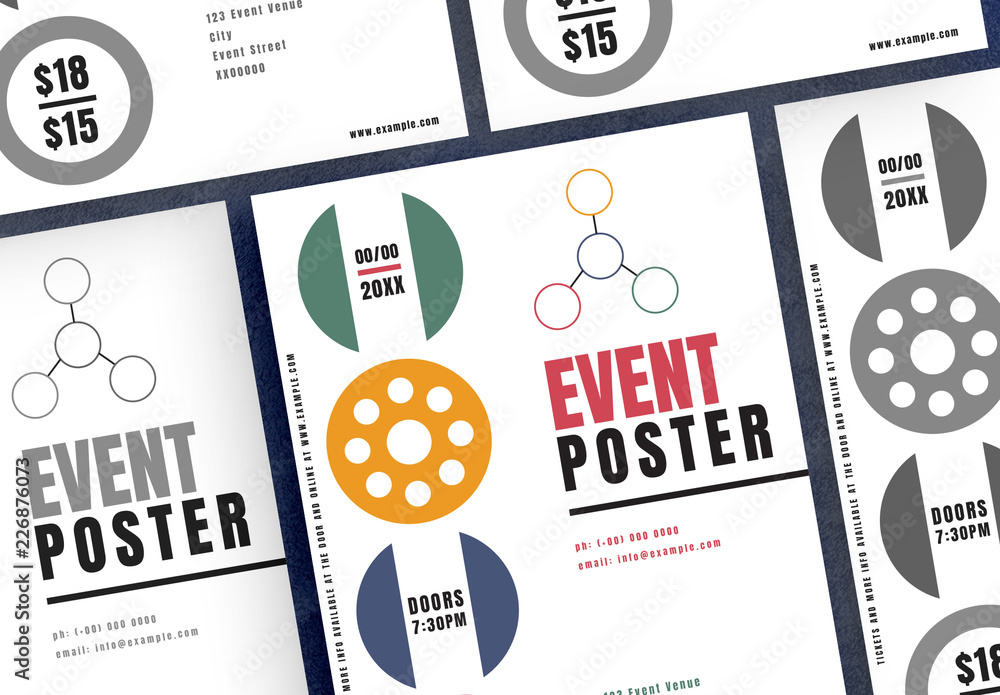 Event Flyer Layout with Geometric Shapes Stock Template | Adobe Stock