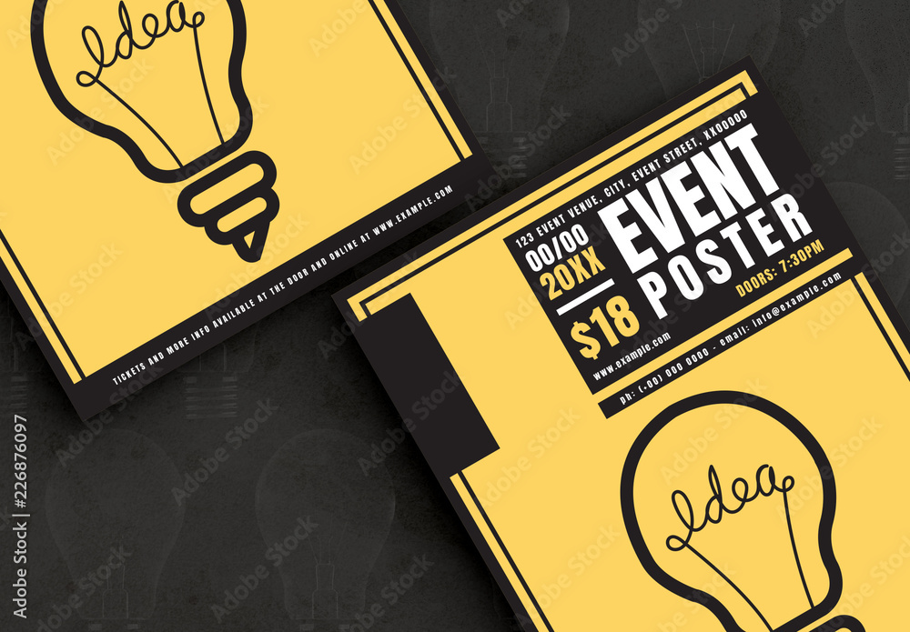 Event Flyer Layout with Lightbulb Illustration Stock Template | Adobe Stock