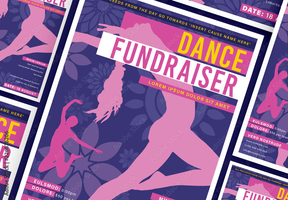 Dance Fundraiser Flyer Layout Stock Template | Adobe Stock