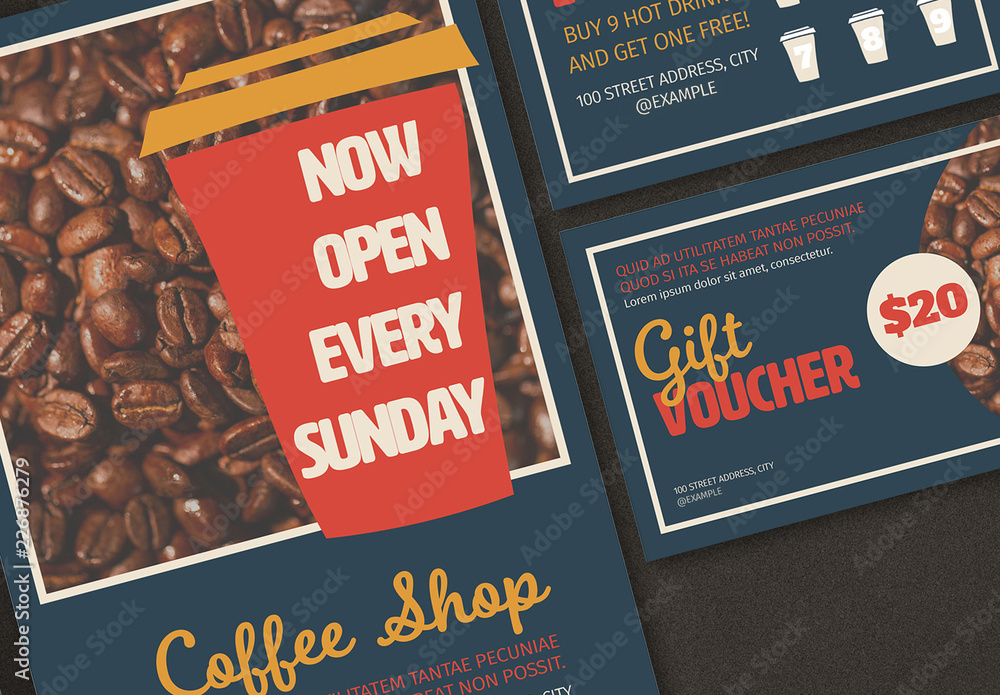 Coffee Shop Promotional Set Layouts Stock Template | Adobe Stock