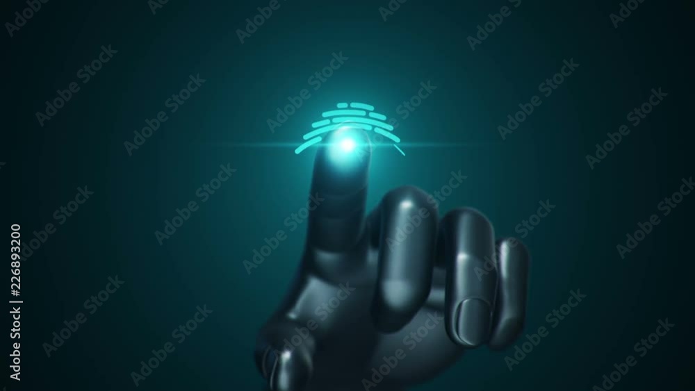 Animation touching finger of abstract human hand to touch screen and ...