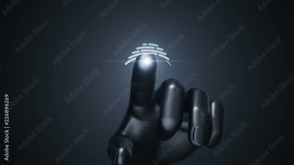 Animation touching finger of abstract human hand to touch screen and ...