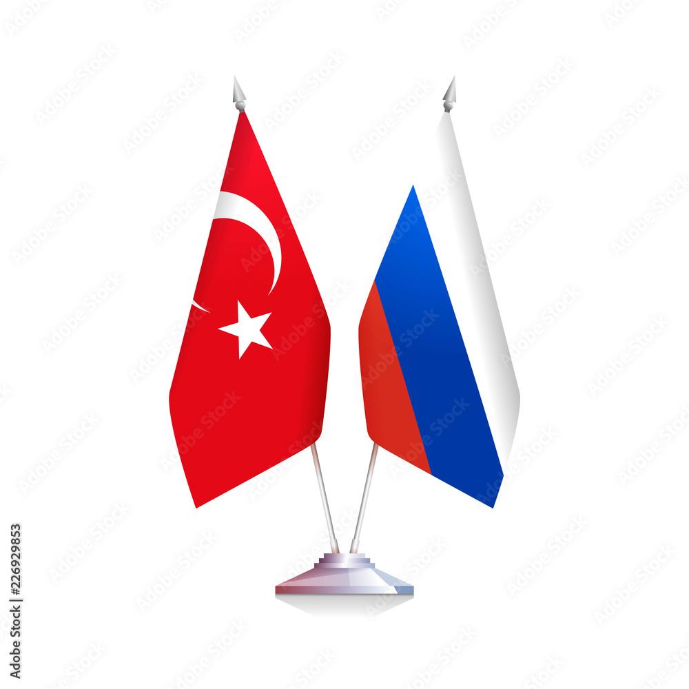 Russian and Turkish flags. Conceptual vector illustration about ...