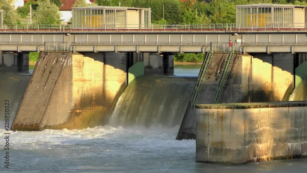 Spillway of the Passau-Ingling hydroelectric dam in Passau, Bayern ...