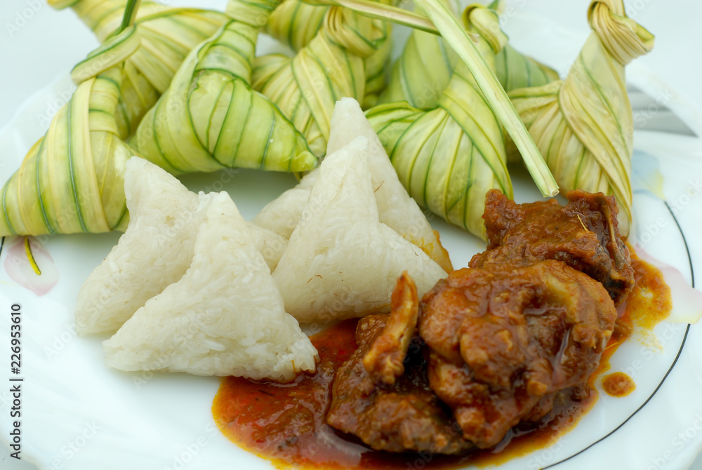 Traditional Malay dish normally serve during Hari raya known as ketupat ...