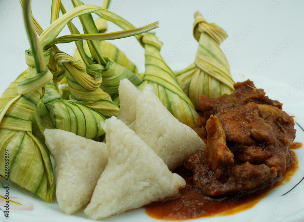 Traditional Malay dish normally serve during Hari raya known as ketupat ...