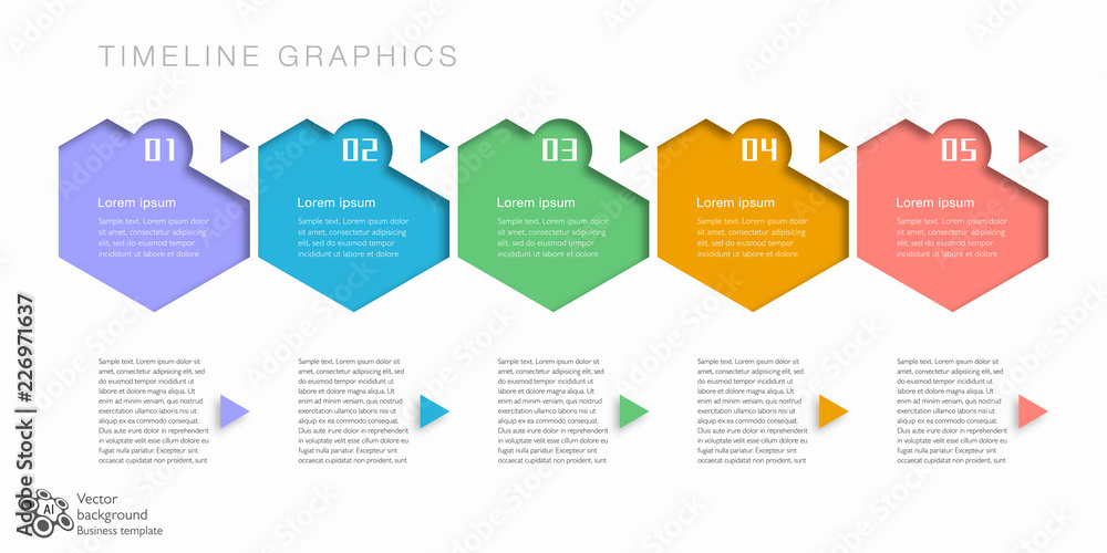 Business Chart #Timeline Graphics, 5-Step Process Stock Vector | Adobe ...