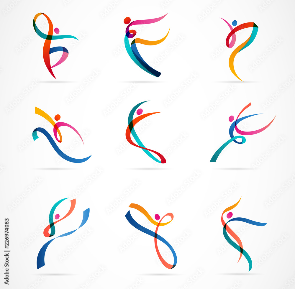 Abstract people logo design. Gym, fitness, running trainer vector ...