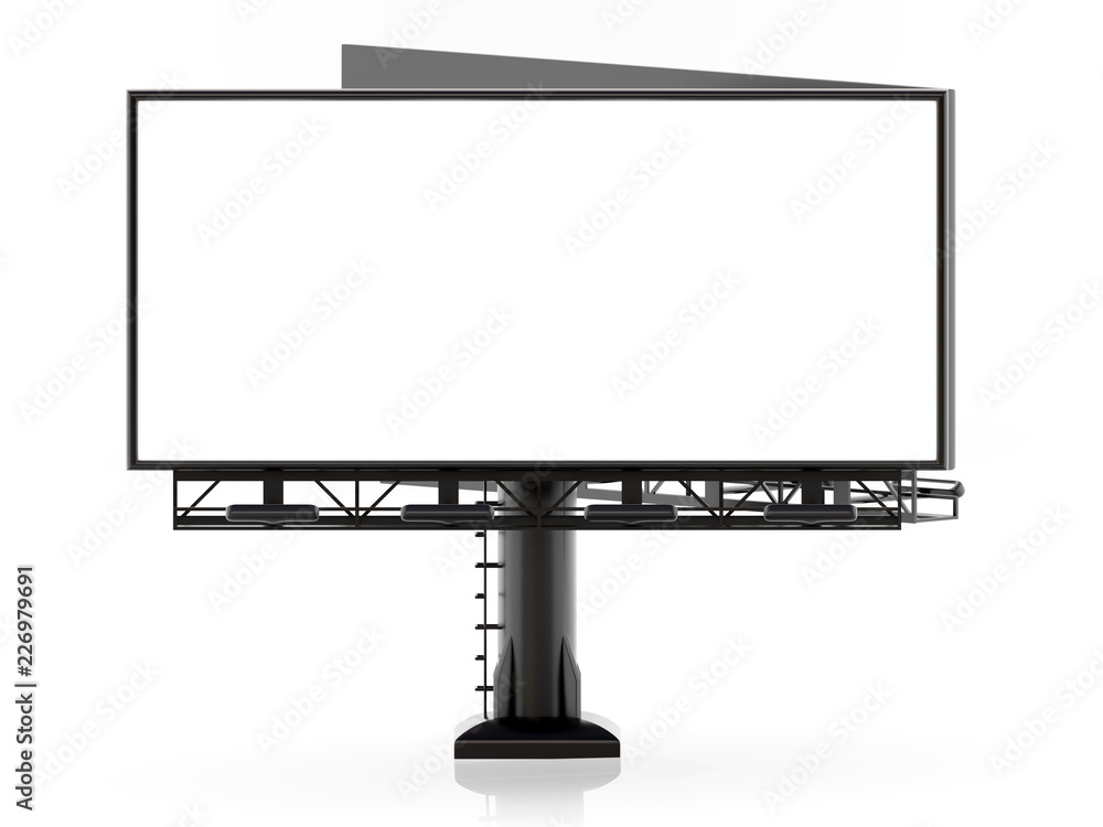 3D rendering of blank billboard (empty advertisement) isolated on white ...