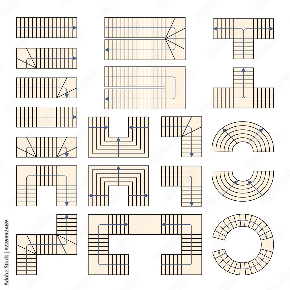 Staircase drawing. A set of stairway. Vector illustration. Abstract ...