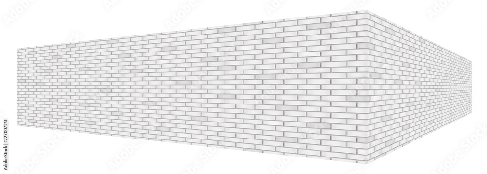 Diagonal white brick wall texture with a perspective is isolated on ...