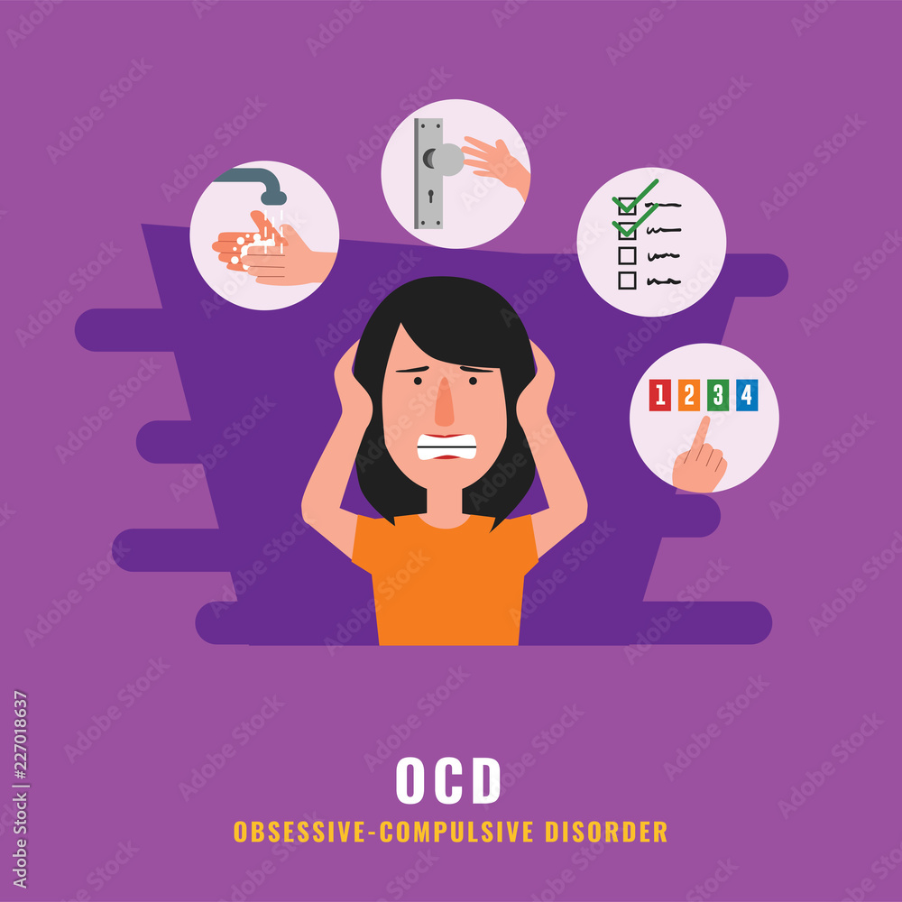 OCD. Obsessive compulsive disorder. Mental health illustration Stock 벡터 ...