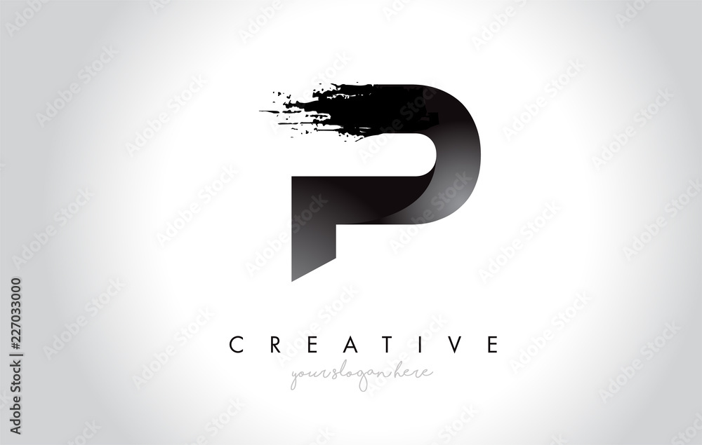 P Letter Design with Brush Stroke and Modern 3D Look. Stock Vector ...