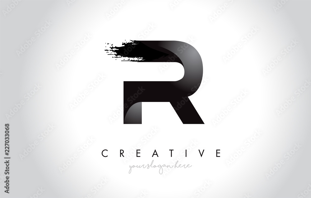 R Letter Design with Brush Stroke and Modern 3D Look. Stock Vector ...
