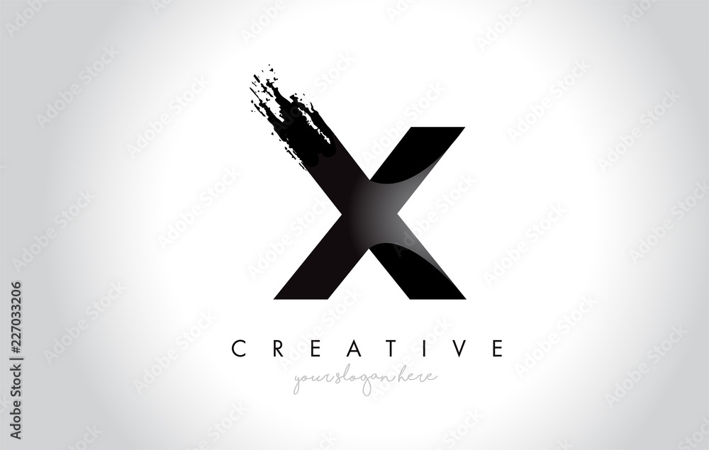 X Letter Design with Brush Stroke and Modern 3D Look. Stock Vector ...