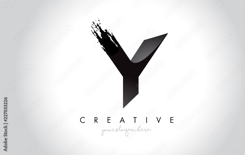 Y Letter Design with Brush Stroke and Modern 3D Look. Stock Vector ...