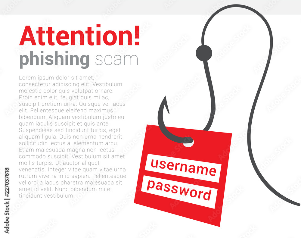 Attention phishing scam icon. Warning poster that your computer is ...