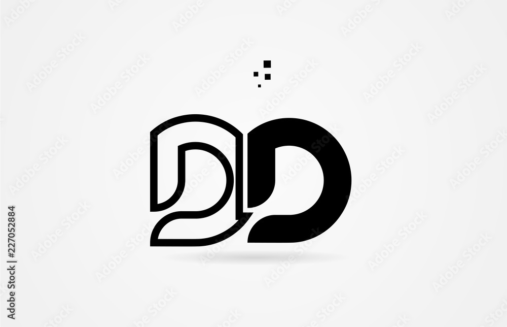black and white alphabet letter dd d d logo icon design Stock Vector ...