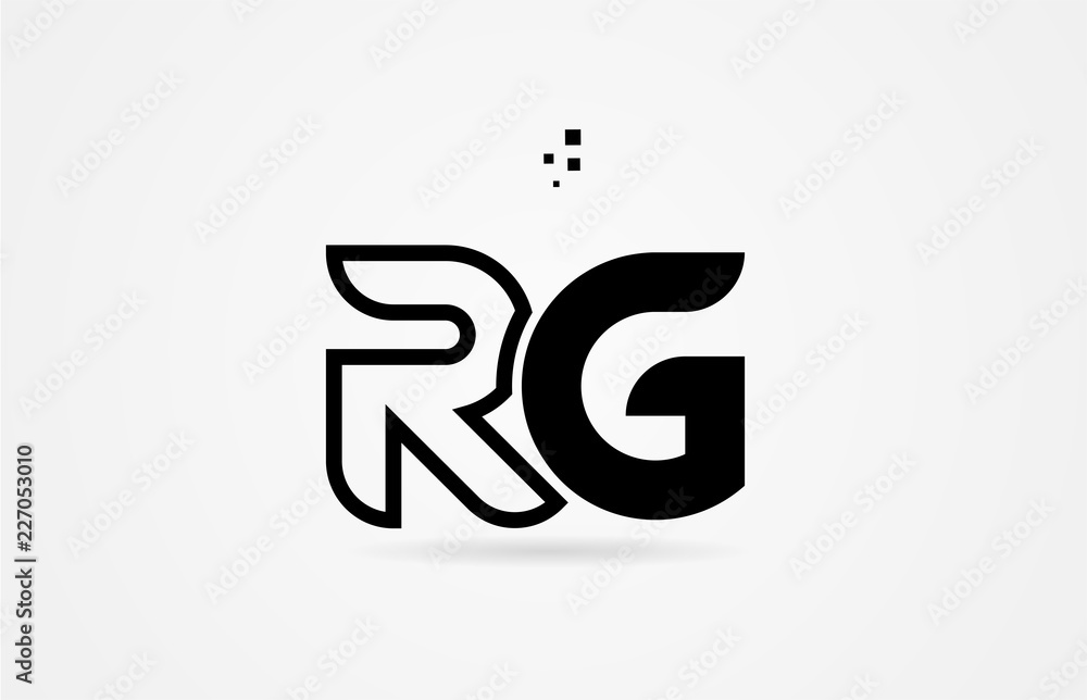 black and white alphabet letter rg r g logo icon design Stock Vector ...