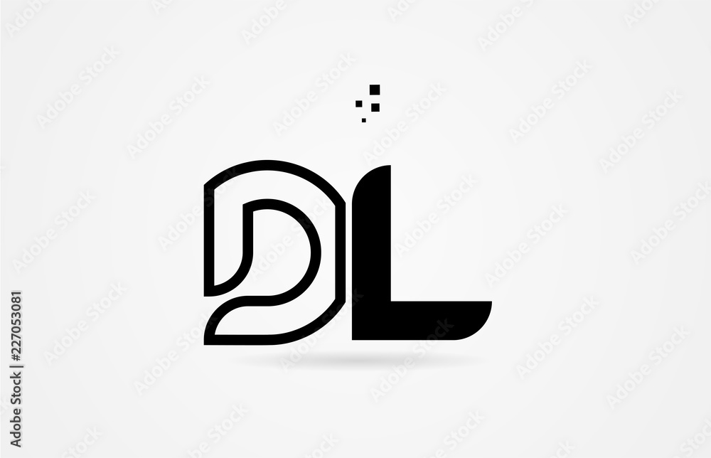 black and white alphabet letter dl d l logo icon design Stock Vector ...