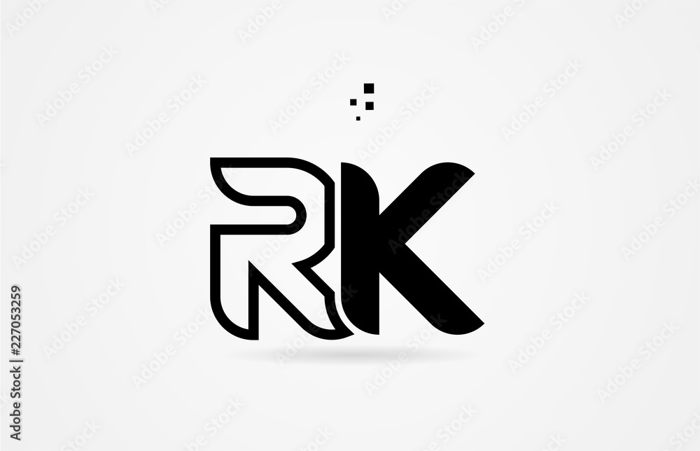 black and white alphabet letter rk r k logo icon design Stock Vector ...