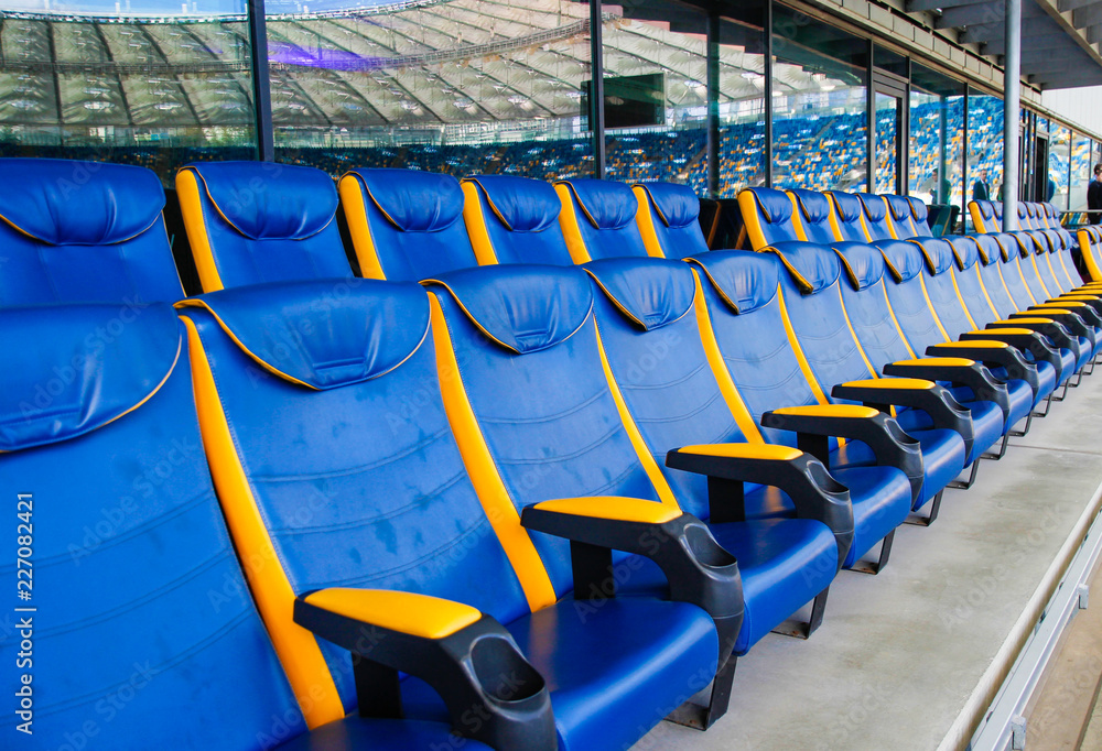 VIP seats in the football stadium. Expensive VIP client locations Stock ...