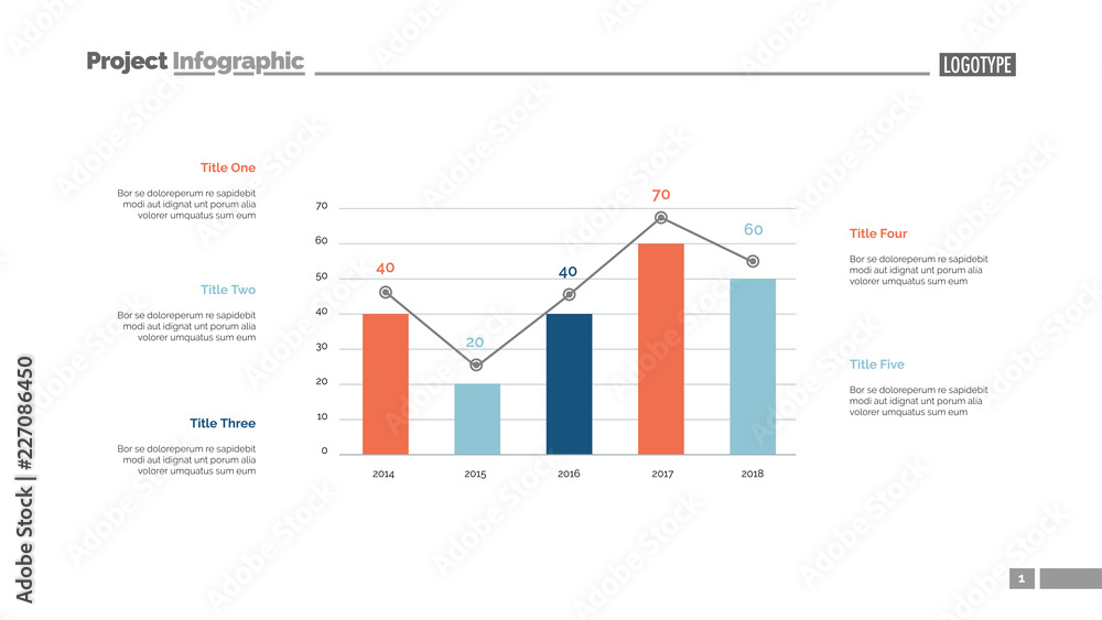 Four columns bar chart slide template. Business data. Comparison ...